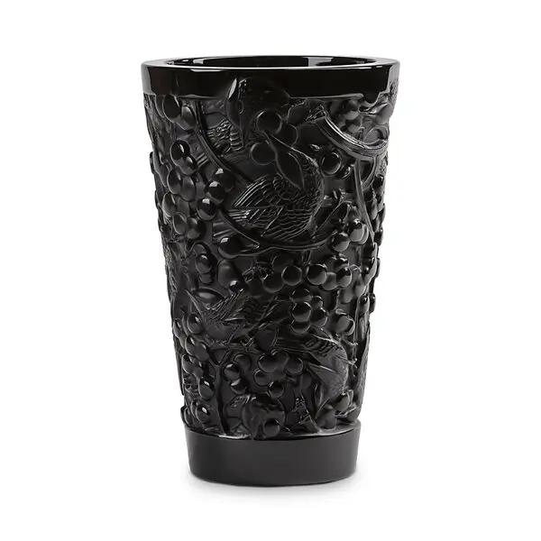 Lalique Merles & Raisins Small Vase - Black