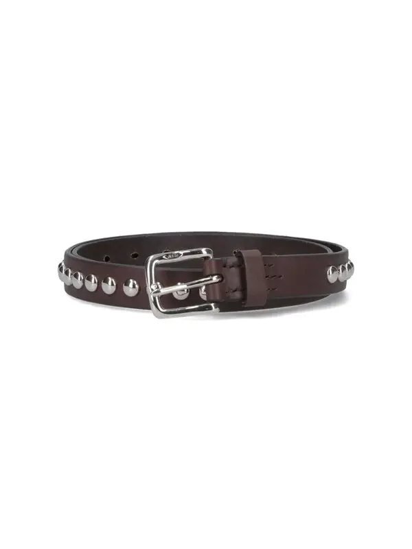 J & M DAVIDSON Studded Leather Belt - Brown