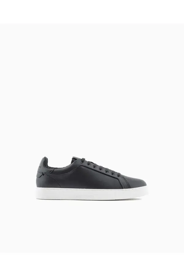 Emporio Armani Leather Sneakers - Black