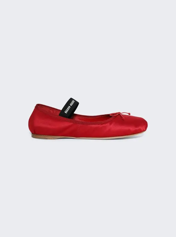 Miu Miu Satin Ballerina Flats - Red