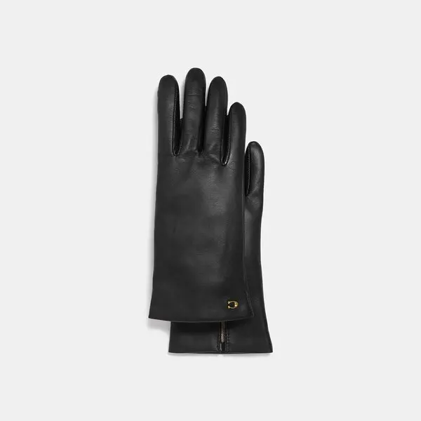 COACH Sculpted Signature Leather Tech Gloves