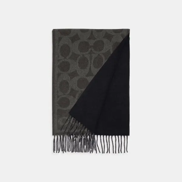 COACH Reversible Signature Cashmere Muffler - Black/black