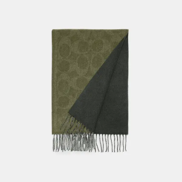 COACH Reversible Signature Cashmere Muffler - Olive