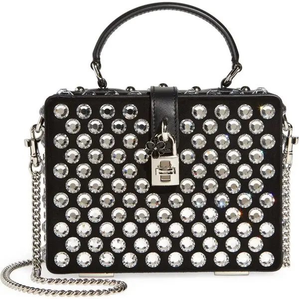 Dolce & Gabbana Crystal Embellished Box Bag - Black