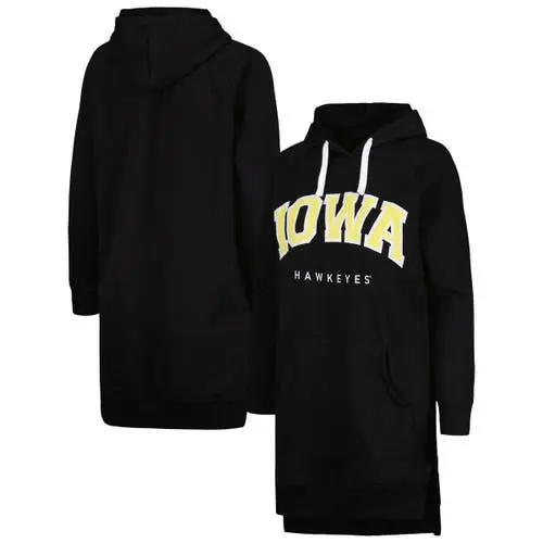 GAMEDAY COUTURE Iowa Hawkeyes Take A Knee Raglan Hooded Sweatshirt Dress - Black