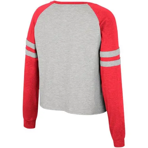 COLOSSEUM Ohio State Buckeyes Raglan Long Sleeve Cropped T-shirt