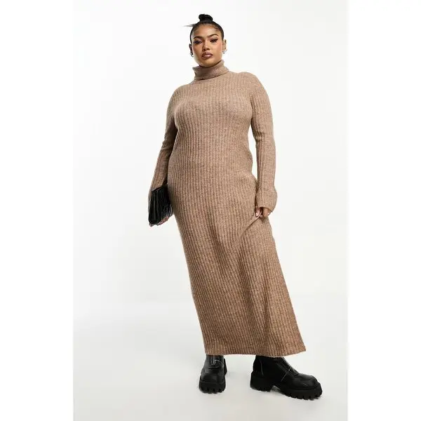 Asos Long Sleeve Turtleneck Rib Maxi Sweater Dress In Camel - 62% Off |  Editorialist