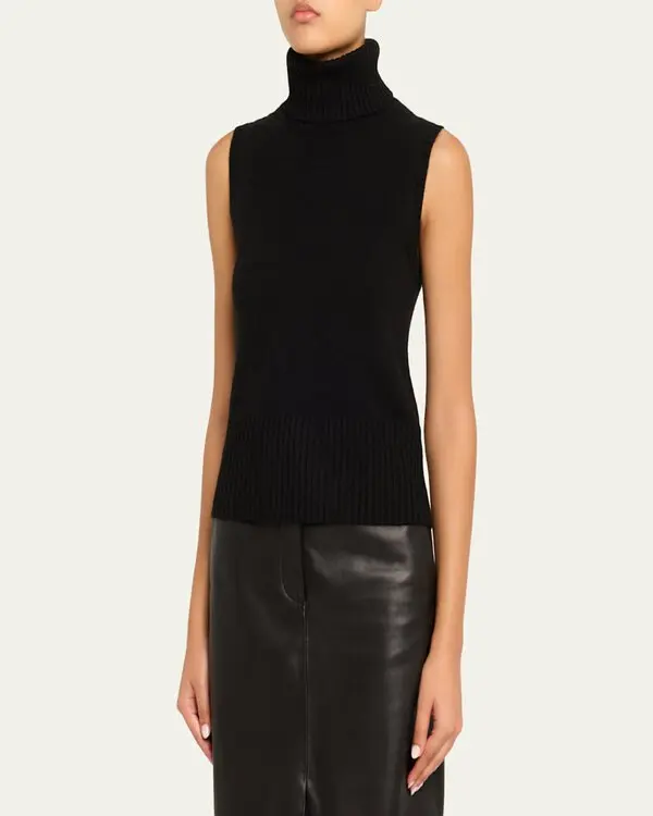 Veronica Beard Mazzy Cashmere Turtleneck Shell - Black