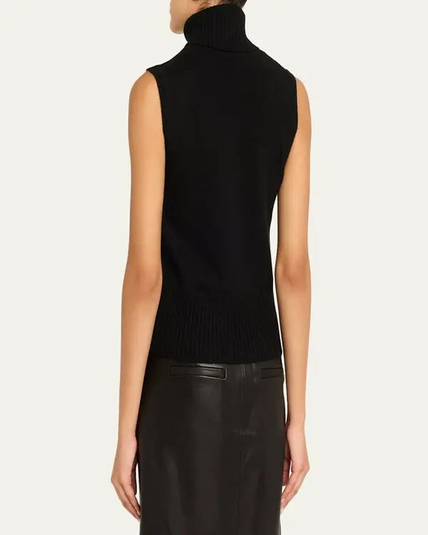 Veronica Beard Mazzy Cashmere Turtleneck Shell - Black