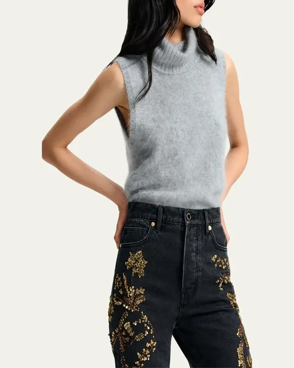 Veronica Beard Mazzy Cashmere Turtleneck Shell - Black