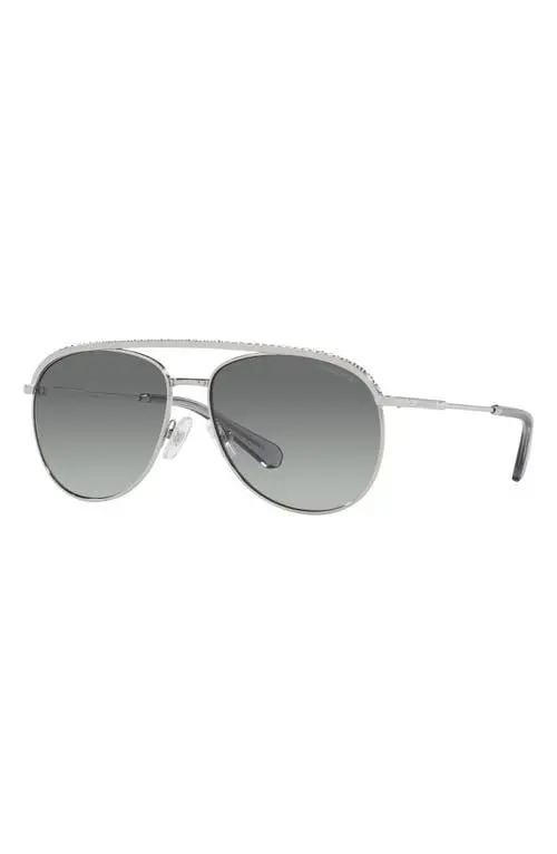 SWAROVSKI 61mm Crystal Aviator Sunglasses - Silver