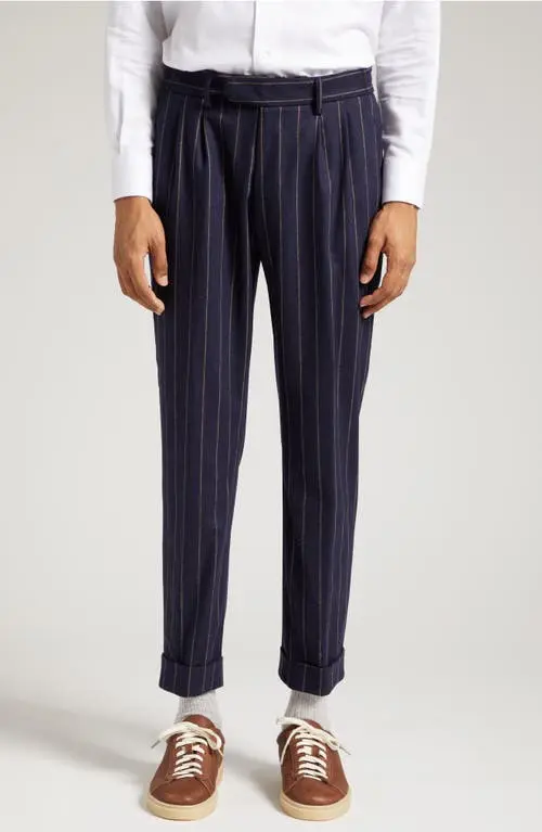 Eleventy Pinstripe Wool & Cashmere Stretch Flannel Suit - Navy