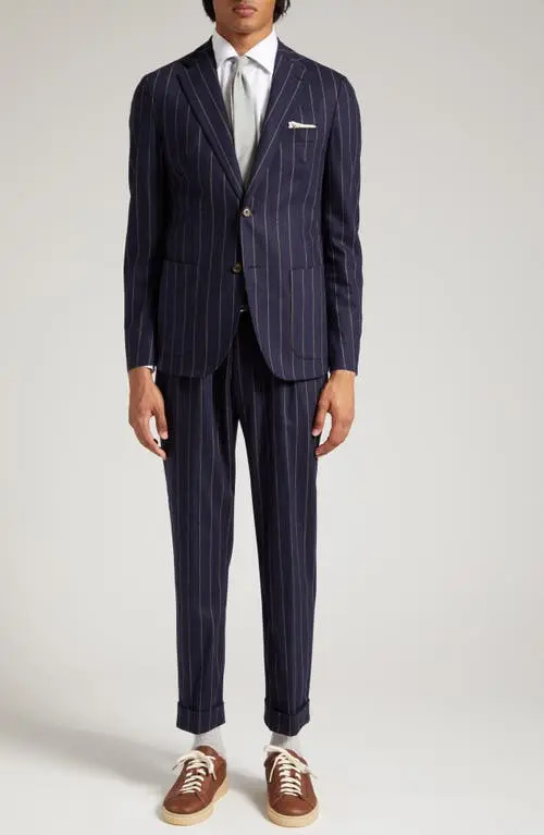 Eleventy Pinstripe Wool & Cashmere Stretch Flannel Suit