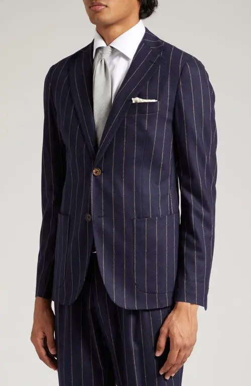 Eleventy Pinstripe Wool & Cashmere Stretch Flannel Suit