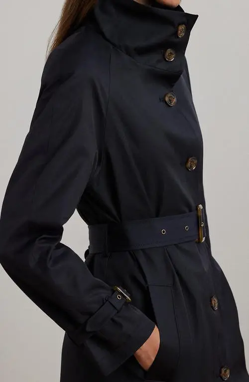 Ralph Lauren Stand Collar Trench Coat - Dark Navy