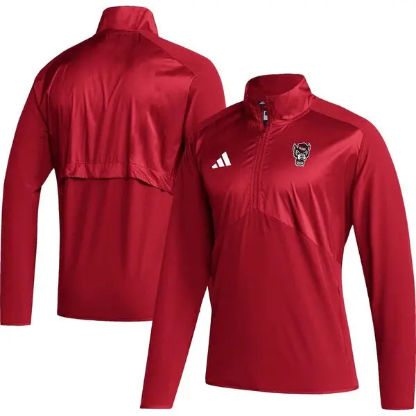 Adidas Nc State Wolfpack Sideline Aeroready Raglan Sleeve Quarter-zip Jacket