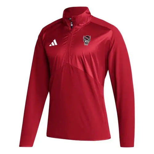 Adidas Nc State Wolfpack Sideline Aeroready Raglan Sleeve Quarter-zip Jacket