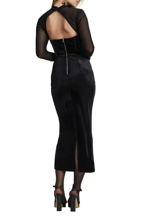 Bardot Castila Cutout Long Sleeve Corset Bodice Velvet Dress In Black - 35%  Off | Editorialist