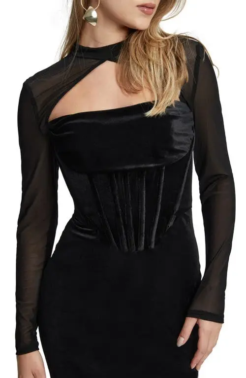 knee length dresses for ladies Black Velvet Mini Dress main image 0