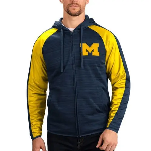 G-III SPORTS BY CARL BANKS Michigan Wolverines Neutral Zone Raglan Full-zip Track Jacket Hoodie - Navy