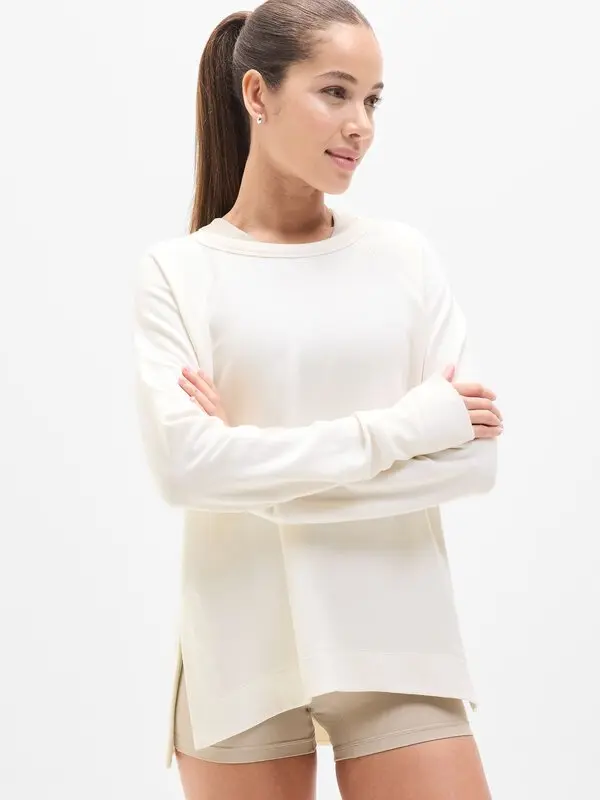 Athleta Coaster Luxe Recover Sweatshirt - Magnolia White