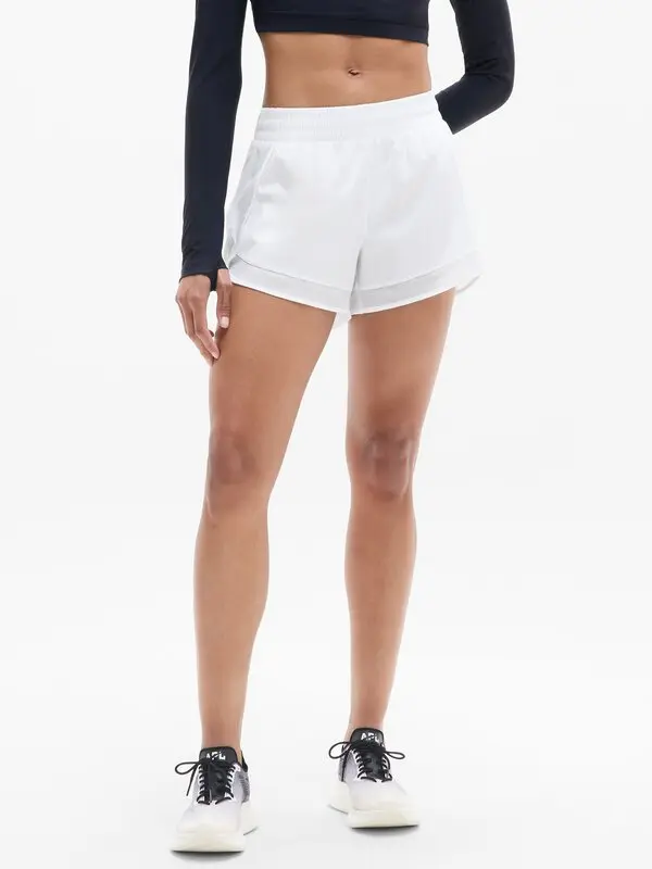 Athleta Mesh Racer Run Mid Rise 4" Short - Bright White