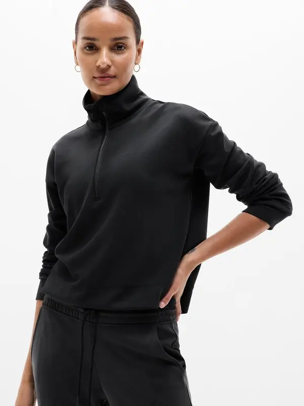 Athleta Seasoft Quarter Zip - Black