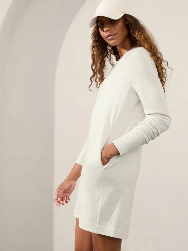 Athleta Coaster Luxe Brushed Nirvana Sweatshirt Dress In Fog Grey Heather -  27% Off | Editorialist