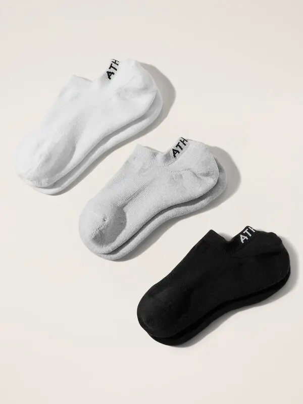 Athleta Everyday No Show 3-pack Socks - Black/grey/white Multi