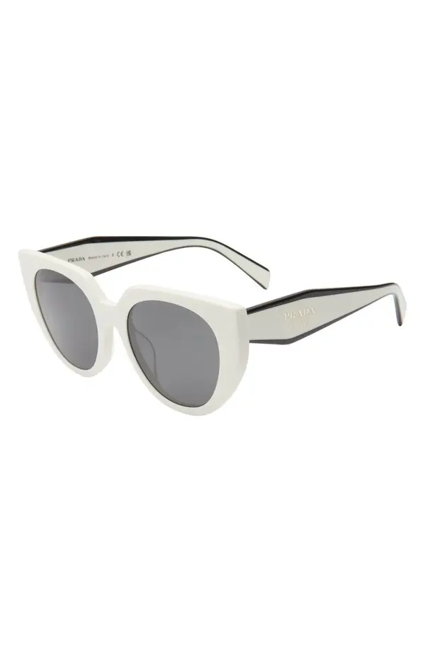 Prada 53mm Cat Eye Sunglasses - Bone