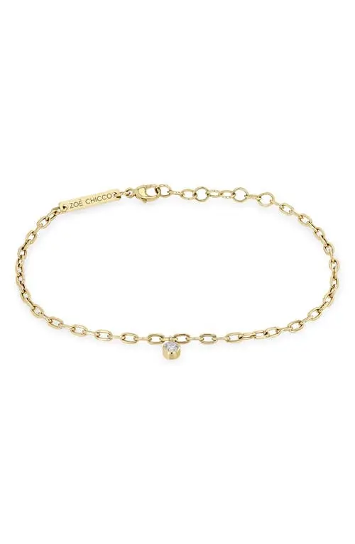Zoe Chicco Diamond Charm Oval Link Chain Bracelet - 14k Yellow Gold