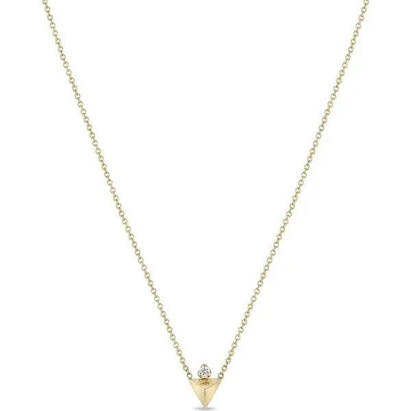 Zoe Chicco 14k Gold Diamond Pyramid Pendant Necklace - 14k Yellow Gold