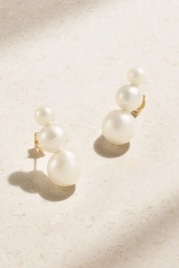 Mizuki 14-karat Earrings With Pearl - Gold