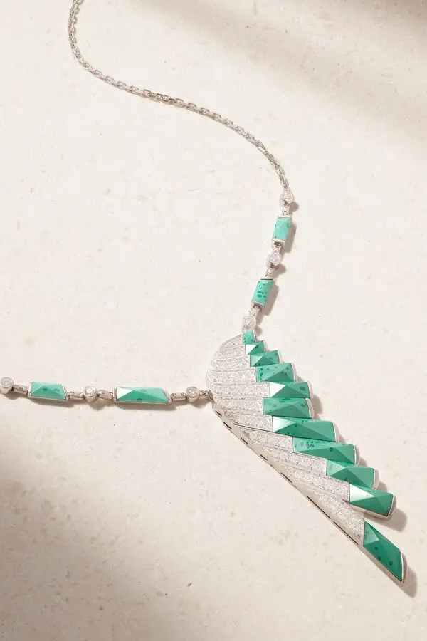 GARRARD Wings Rising Malachite And Diamond Necklace - Gold