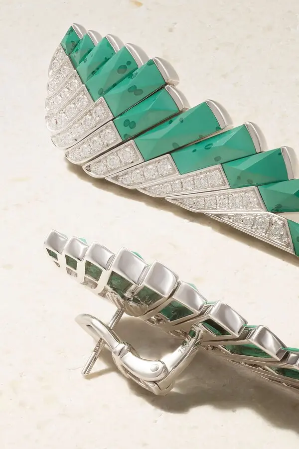 GARRARD Wings 18-karat White Malachite, And Diamond Earrings