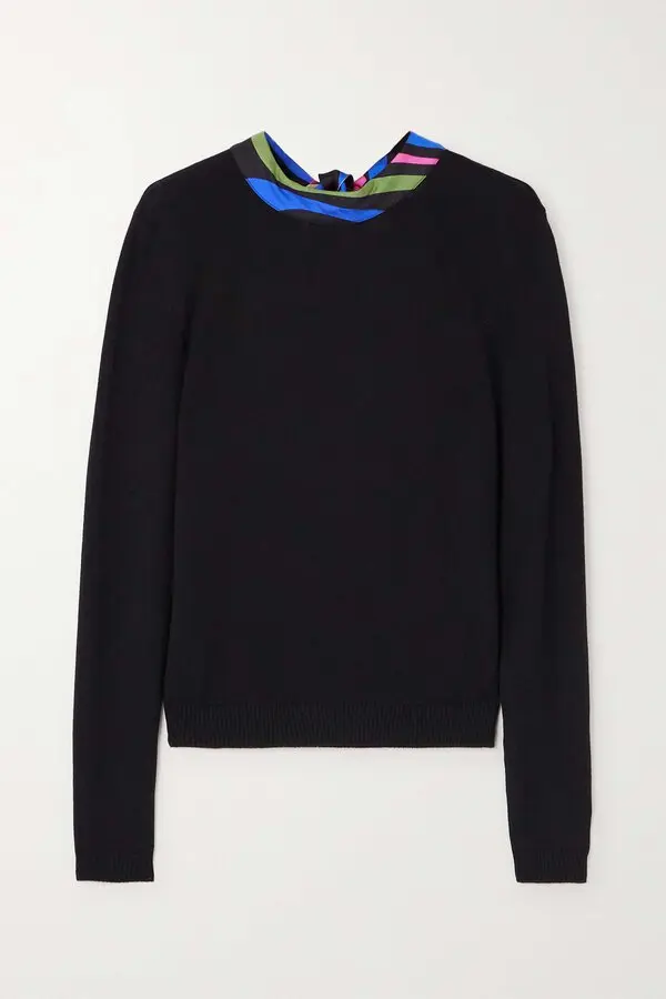 Emilio Pucci Silk-twill Trimmed Wool Sweater