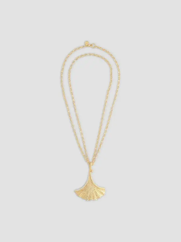 ANABEL ARAM Ginkgo 18k--plated & Cubic Zirconia Pendant Necklace