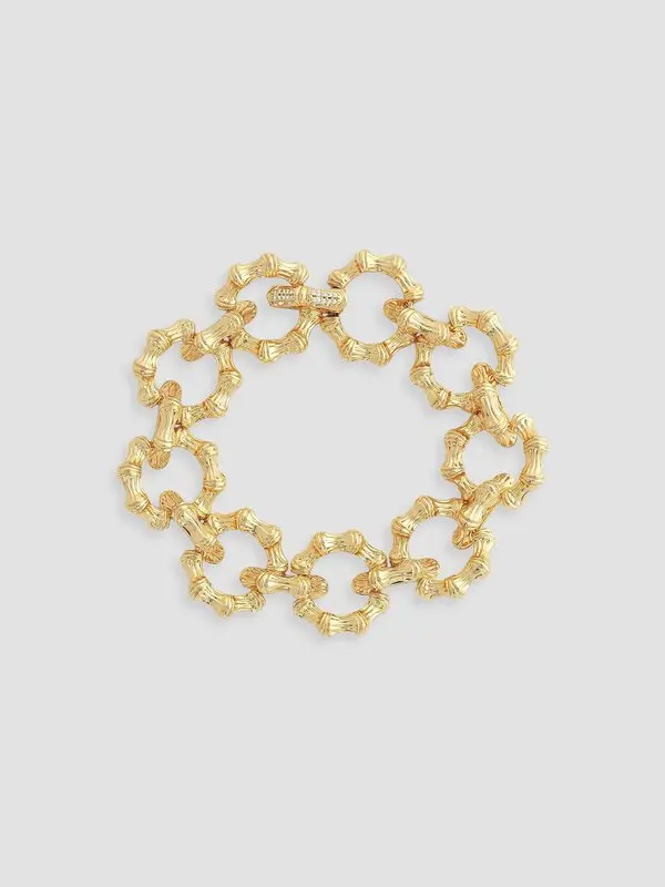 ANABEL ARAM Bamboo 18k--plated & Cubic Zirconia Chain Bracelet/7.7