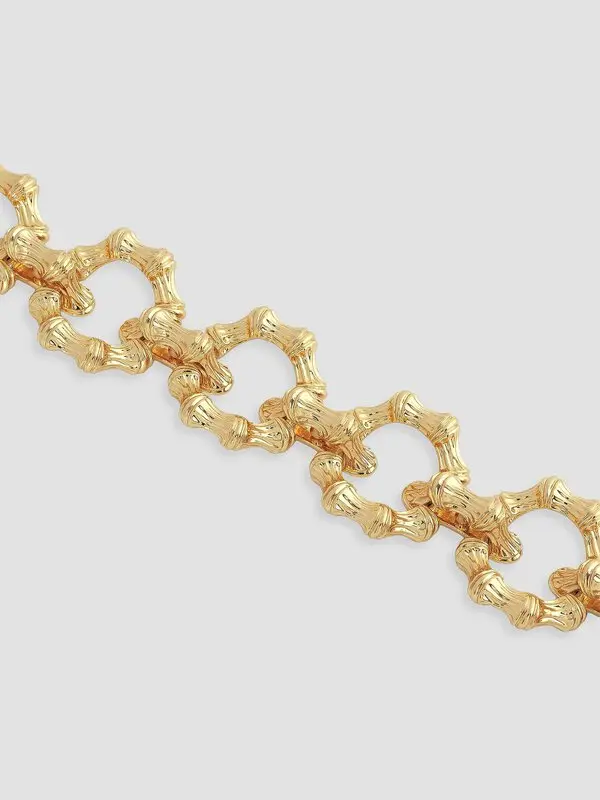 ANABEL ARAM Bamboo 18k--plated & Cubic Zirconia Chain Bracelet/7.7