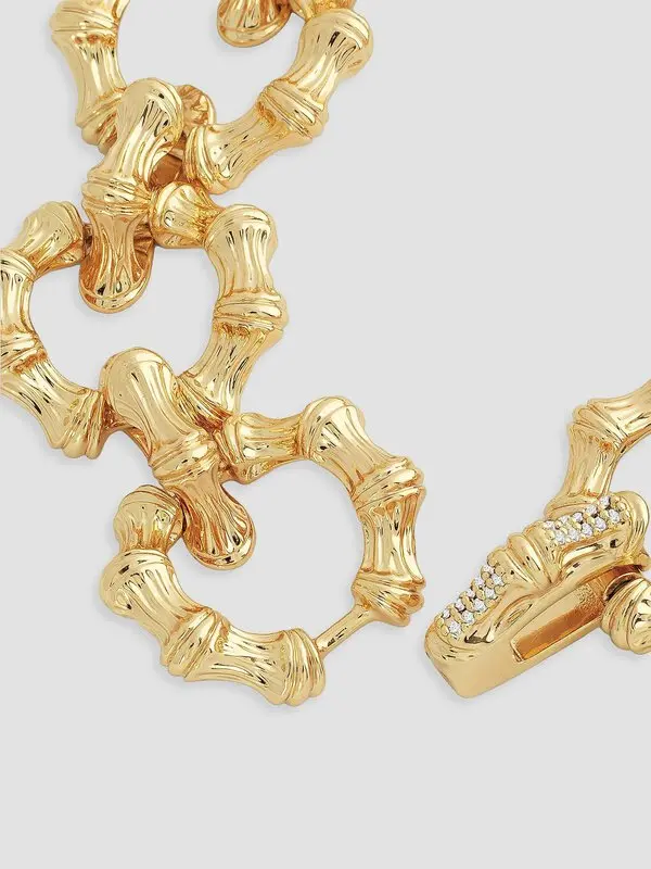 ANABEL ARAM Bamboo 18k--plated & Cubic Zirconia Chain Bracelet/7.7