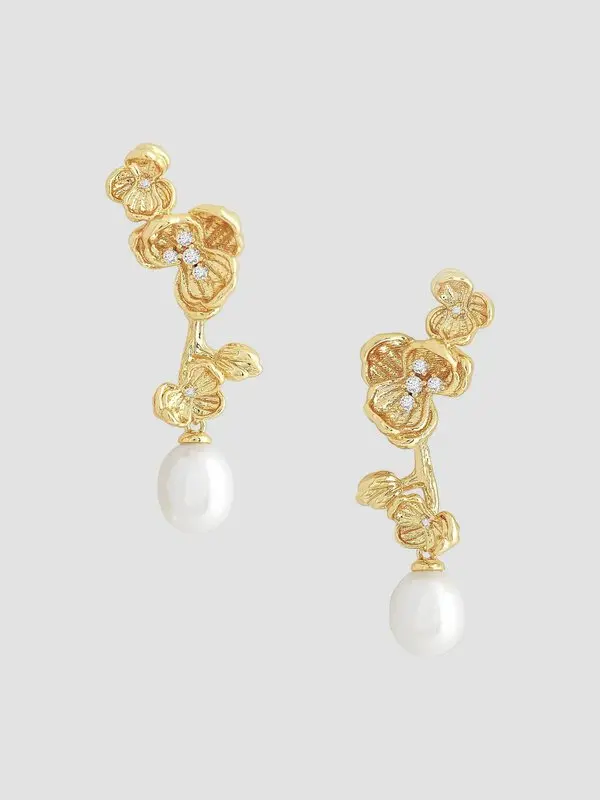 ANABEL ARAM Orchid 18k--plated, Cubic Zirconia & Freshwater Pearl Drop Earrings - Gold