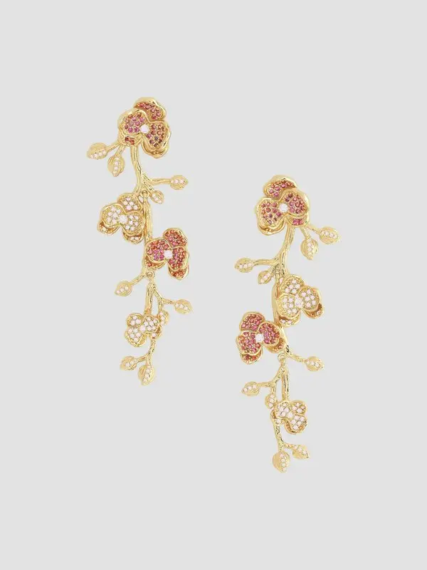 ANABEL ARAM Orchid 18k-gold-plated & Cubic Zirconia Drop Earrings