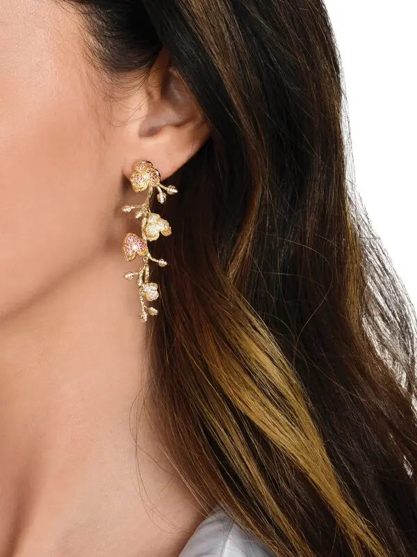 ANABEL ARAM Orchid 18k-gold-plated & Cubic Zirconia Drop Earrings