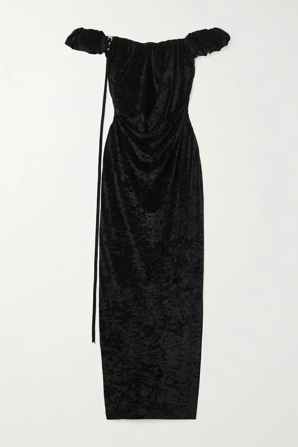 Jacquemus Off-the-shoulder Embellished Stretch-velour Gown