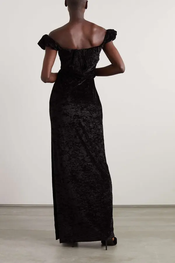 Jacquemus Off-the-shoulder Embellished Stretch-velour Gown