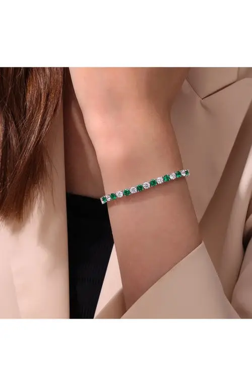 Lafonn Simulated Emerald And Simulated Diamond Tennis Bracelet