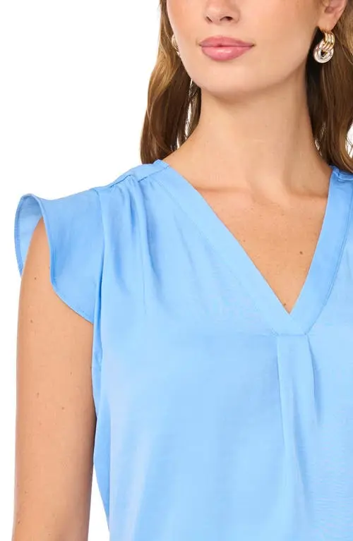 Vince Camuto Ruffle Sleeve Satin Top - Chambray Blue