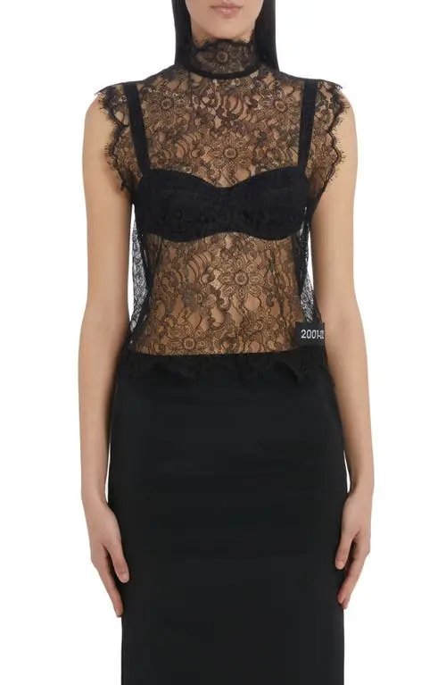 Dolce & Gabbana Sheer Lace Top - Black