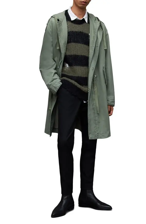 ALLSAINTS Sid Distressed Stripe Alpaca Blend Crewneck Sweater