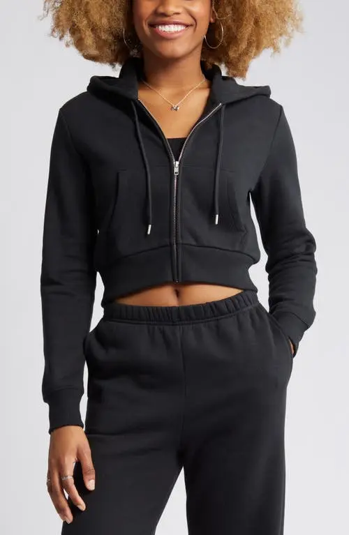 Bp. Crop Cotton-blend Zip-up Hoodie
